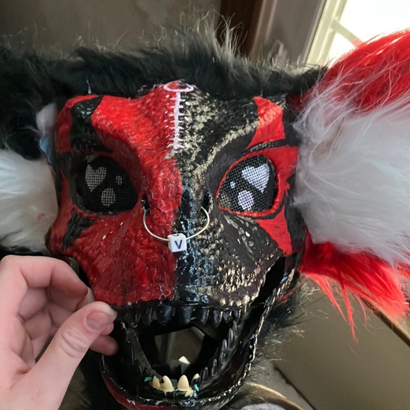 Other | Used Red And Black Dino Mask Fursuit Head Matching Paws And Tail Also On Page | Poshmark